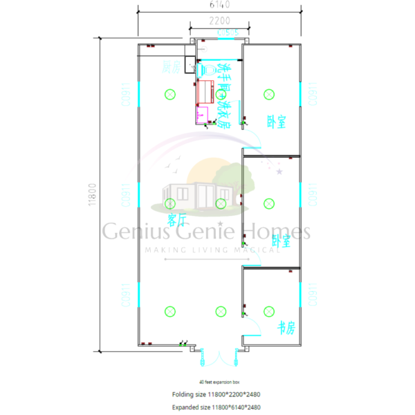 GGH White Wood Grain Expandable Home – 74m² - Genius Genie Homes